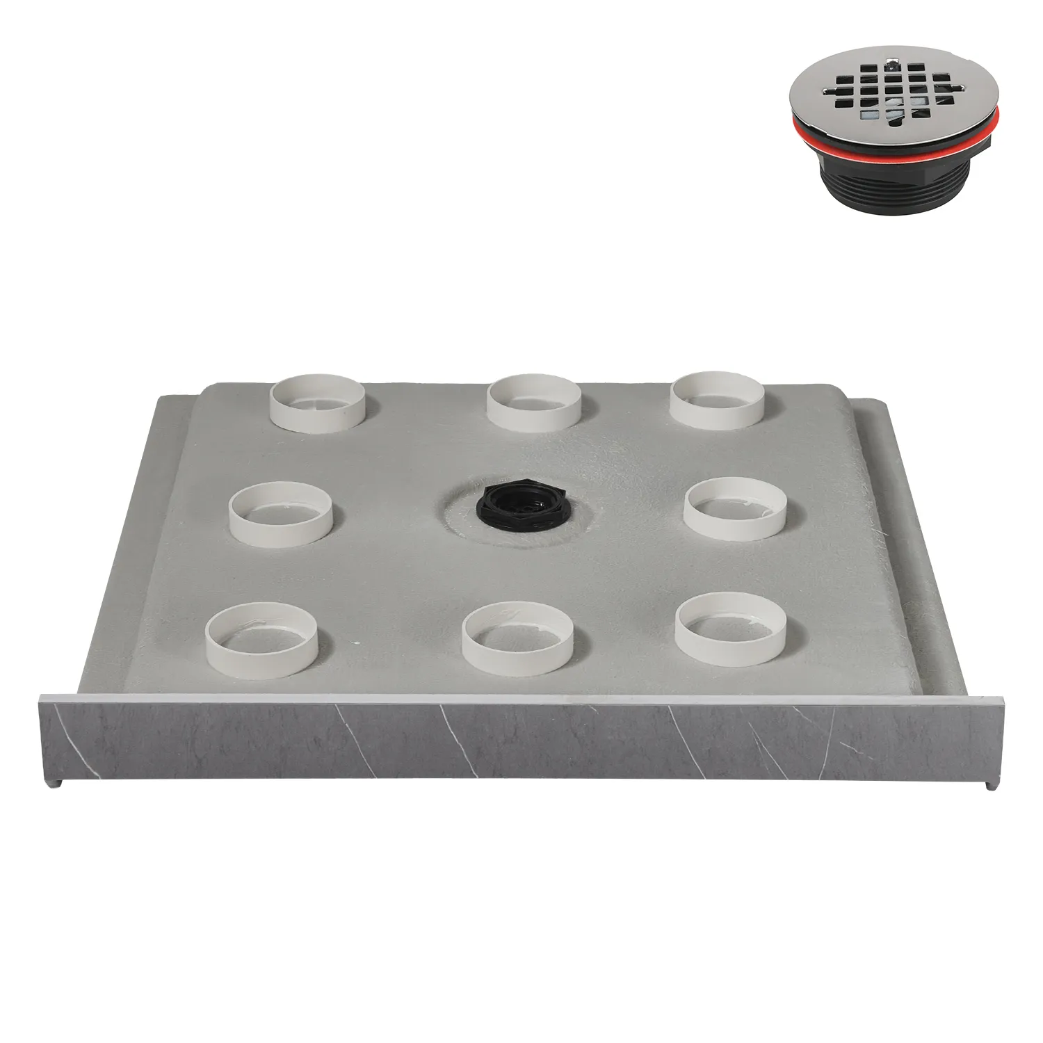 36x36 Inch Matte Grey Square Acrylic Alcove Shower Base