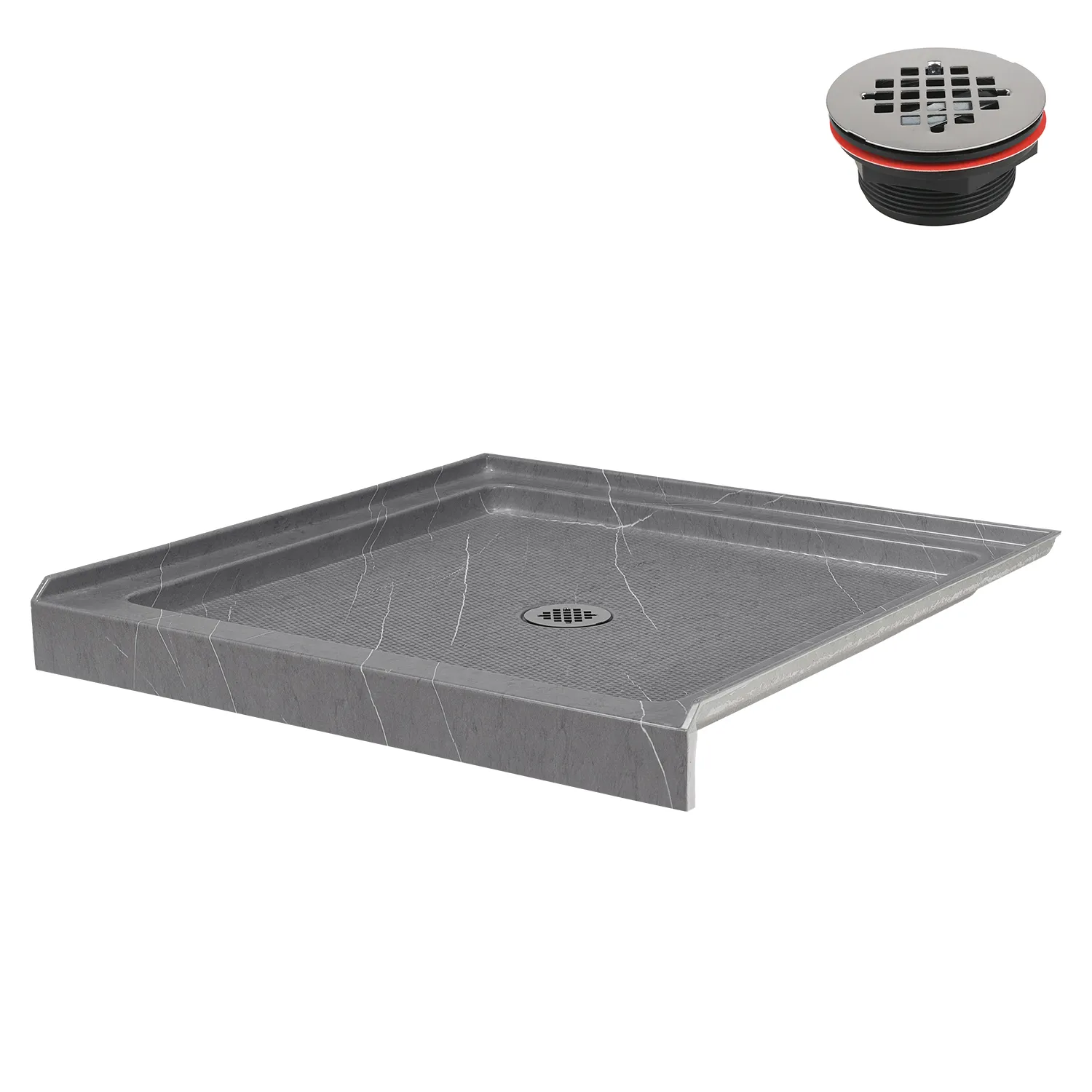 36x36 Inch Matte Grey Square Acrylic Alcove Shower Base