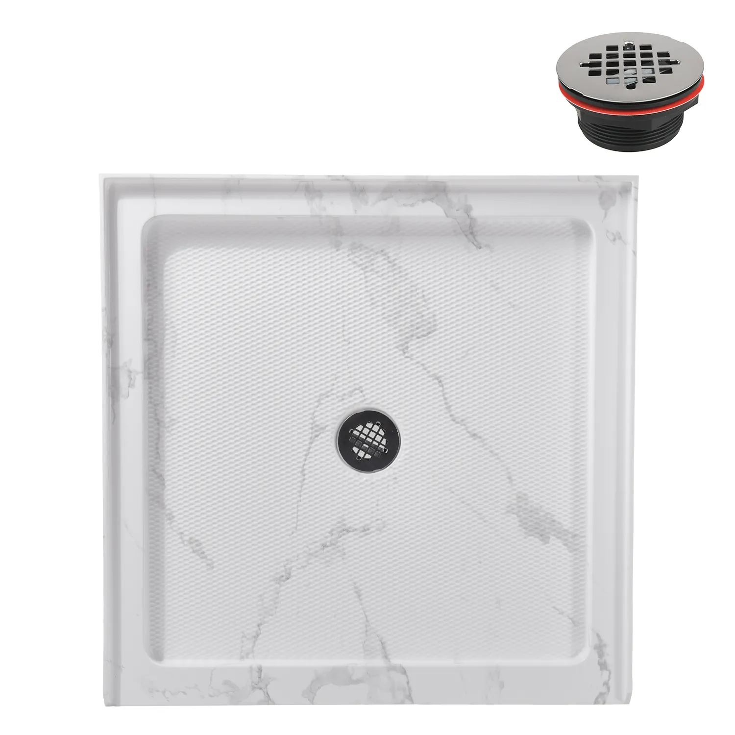 36x36 Inch Matte Marble Square Acrylic Alcove Shower Base